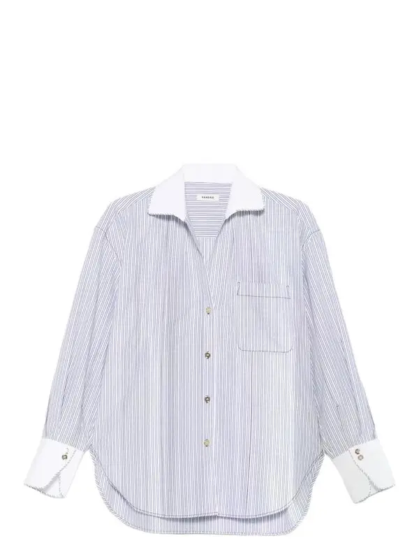 Sandro Striped Contrast-collar Shirt - Neutrals