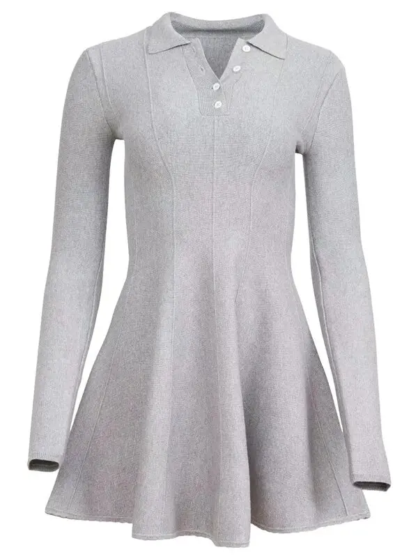 Fleur Du Mal Henley-neck Flared Dress - Grey