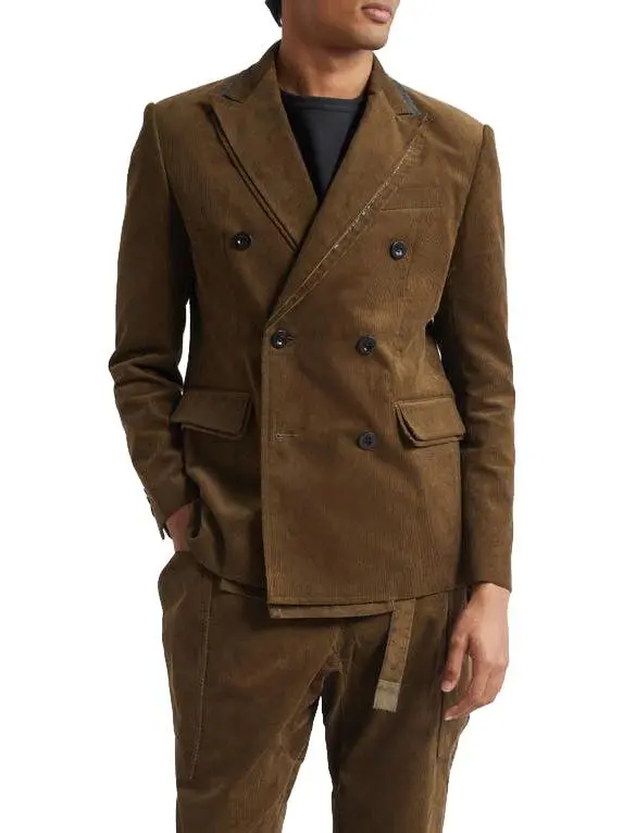 Sacai Double-breasted Corduroy Jacket - Khaki