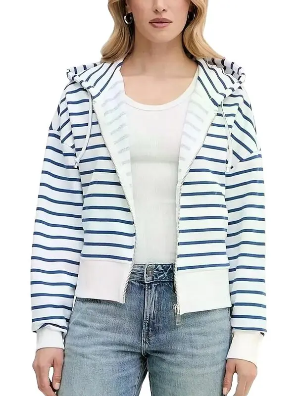 Marc O'polo Striped Zip-up Hoodie - White