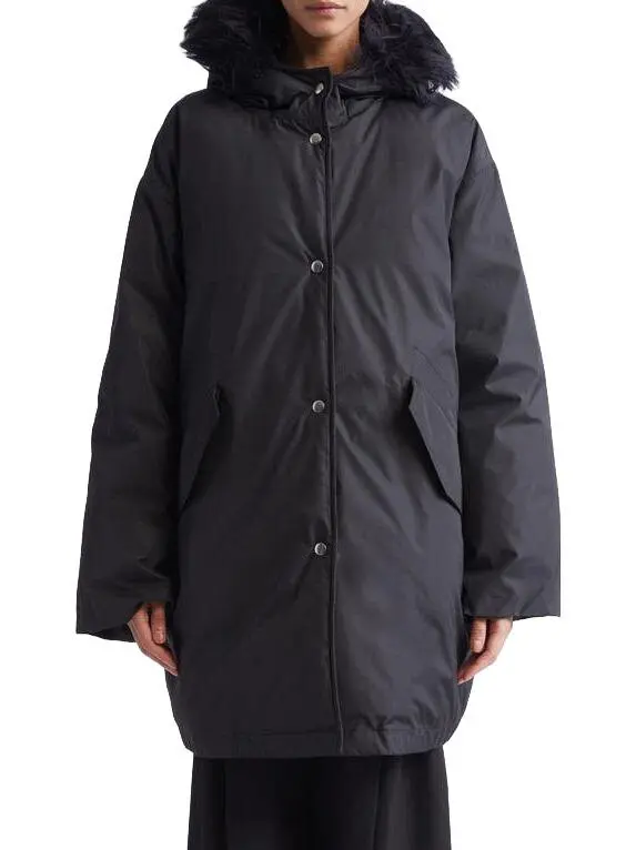 JIL SANDER Faux Fur Trim Goose Down Parka - Black