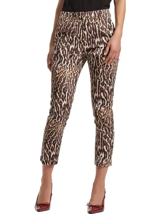 ISAAC MIZRAHI NEW YORK Slim Fit Sateen Ankle Pants - Leopard