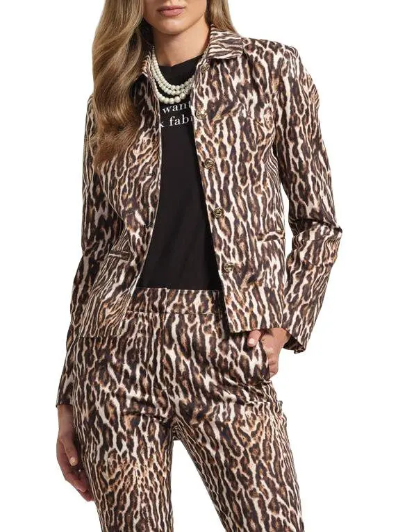 ISAAC MIZRAHI NEW YORK Printed Sateen Jacket - Leopard