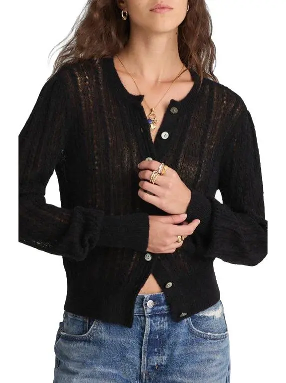 Madewell Pointelle Stitch Alpaca Blend Cardigan - Navy