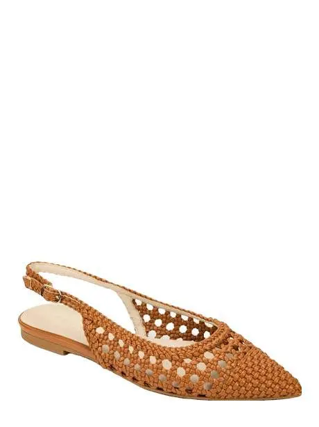 Yosi Samra Vera Slingback Pointed Cap Toe Flat - Whiskey