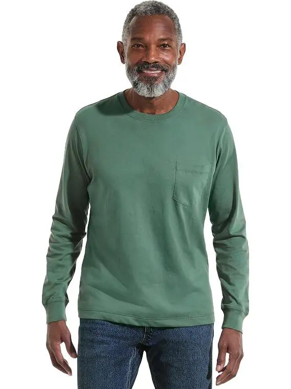 LANDS' END Super-t Long Sleeve T-shirt With Pocket - Eucalyptus