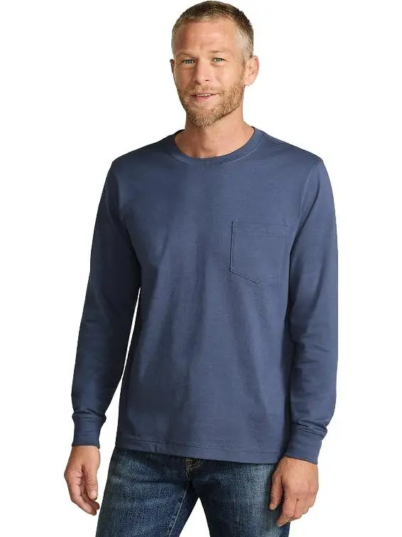 LANDS' END Super-t Long Sleeve T-shirt With Pocket - Nightfall Blue
