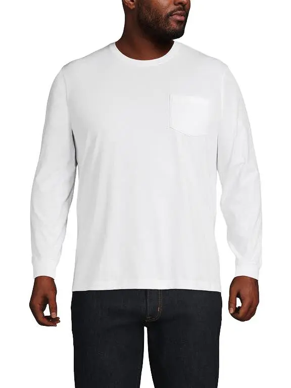 LANDS' END Super-t Long Sleeve T-shirt With Pocket - White