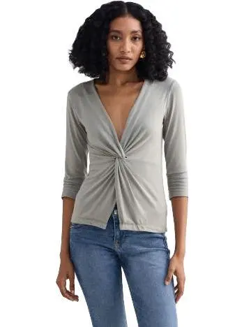 REISTOR Twist Front Knit Top - Green