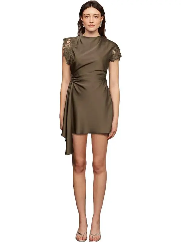 AMUR Zina Ruched Mini Dress - Mosswood