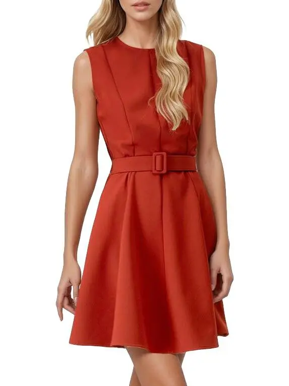 IVONNE A-line Belted Mini Dress - Chedron