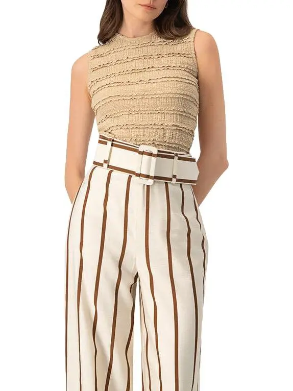IVONNE Sleeveless Knitted Top - Lightbrown