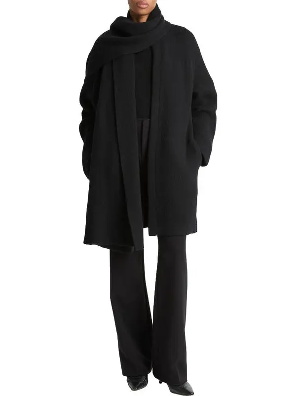 Vince Drape Longline Sweater Coat - Black