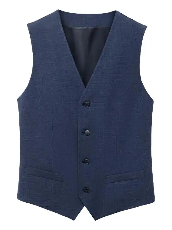 Mango Paris Super Slim Fit Suit Vest - Ink Blue