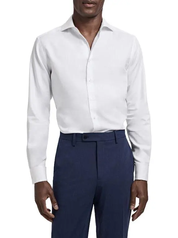 Mango Slim Fit Cotton Suit Button-up Shirt - White