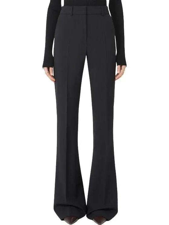 Sportmax Febe Stretch Wool Flare Leg Pants - Black