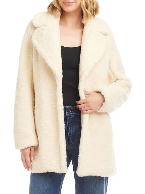 Karen Kane Faux Shearling Coat - Cream