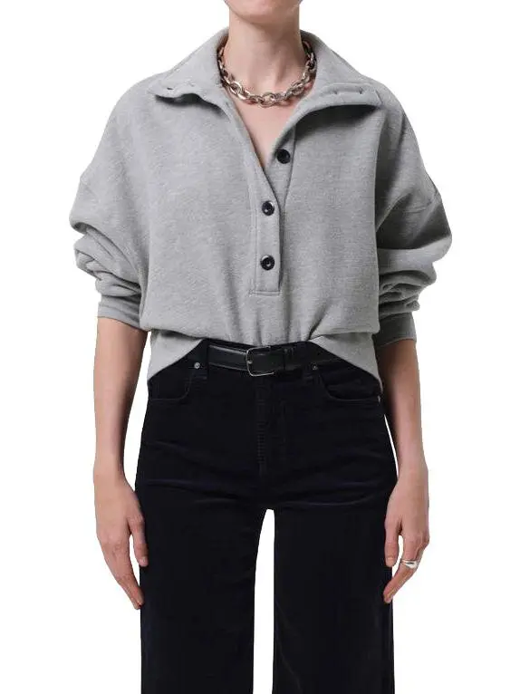 Citizens Of Humanity Mirelle Funnel Neck Cotton-blend Sweatshirt - Heather Grey