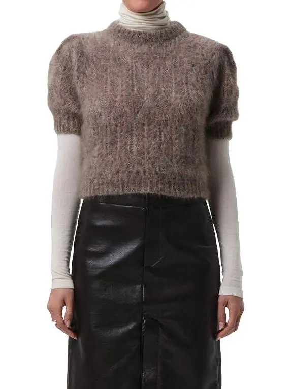 Citizens Of Humanity Odette Fuzzy Puff Sleeve Sweater - Mushroom Light Brown