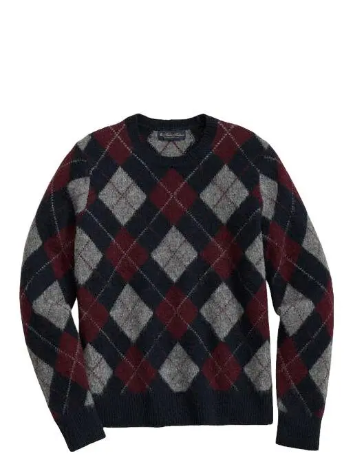 Brooks Brothers Argyle Wool Sweater - Navy Burgundy Grey Argyle