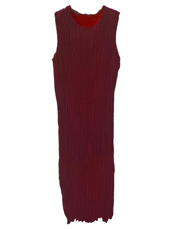 Baacal Jaya Pleated Midi Dress - Burgundy/cranberry