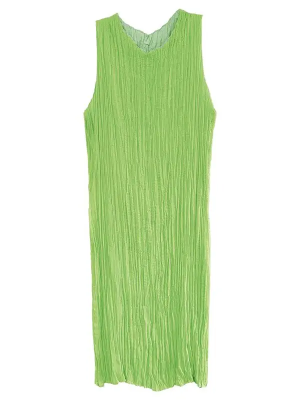 Baacal Jaya Pleated Midi Dress - Lime/sage Green
