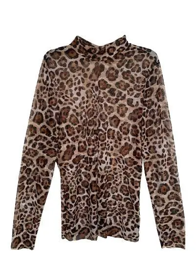 Baacal Mesh Mock Turtleneck - Leopard