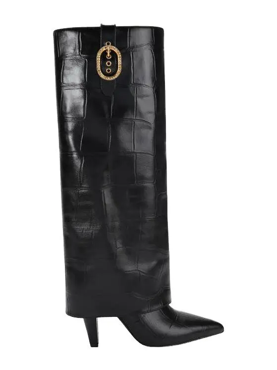 Kurt Geiger Foldover Knee High Boot - Black