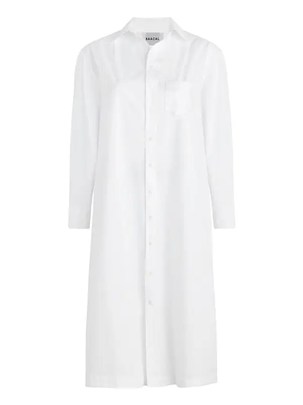 Baacal Long Cotton Shirt Dress - White