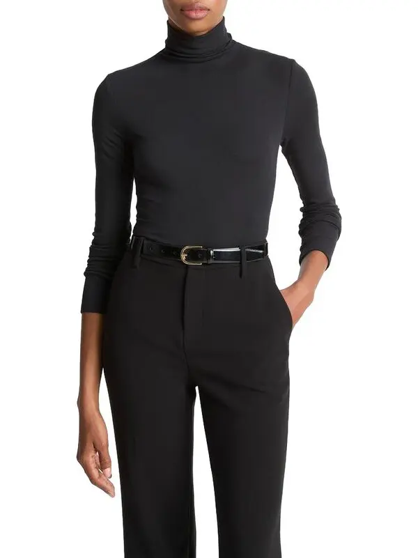 Vince Essentials Turtleneck Top - Black