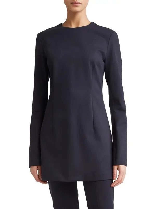 Max Mara Alpino Longline Stretch Virgin Wool & Cotton Jersey Top - Ultramarine