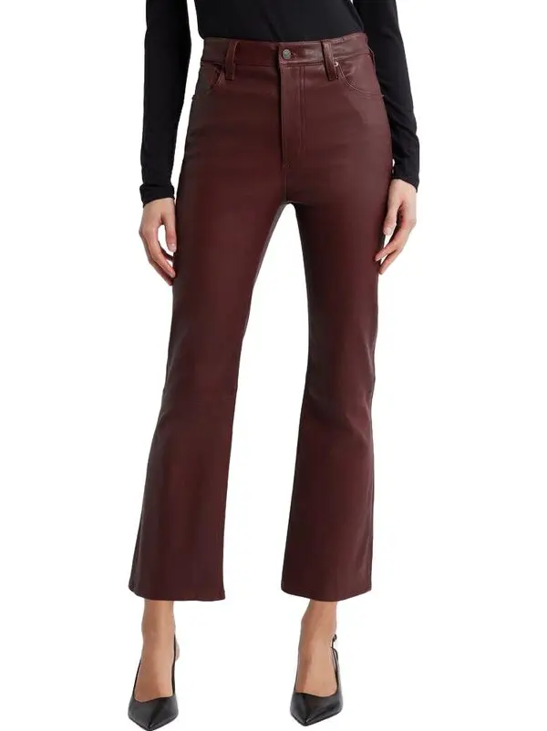 FRAME The Leather Reboot Crop Pants - Oxblood