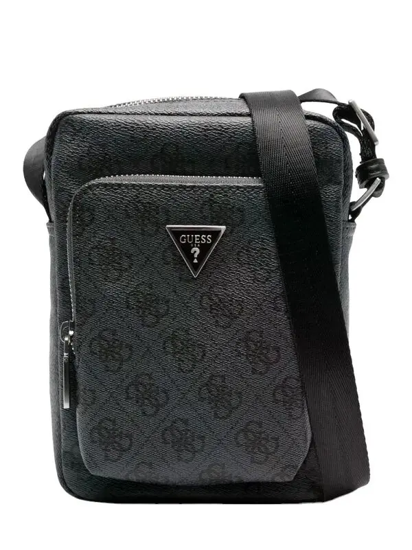 Guess Logo-plaque Messenger Bag - Black