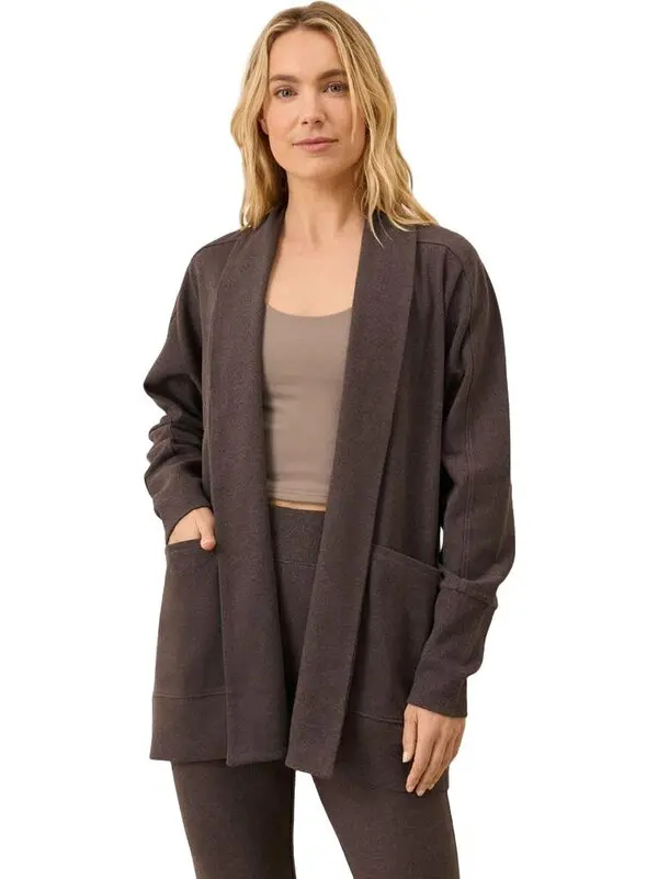 PACT Organic Cotton Airplane Wrap Cardigan - Chocolate Heather