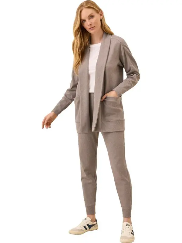PACT Organic Cotton Airplane Wrap Cardigan - Deep Taupe Heather