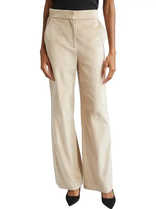 Veronica Beard Grigore Cotton Blend Corduroy Pants - Heathered Sand