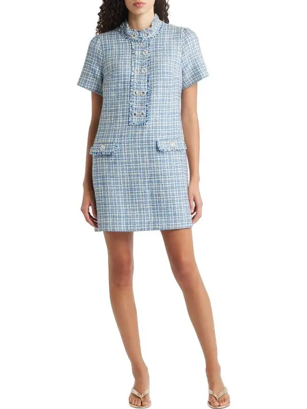 Lilly Pulitzer® Metallic Tweed Mini Dress - Tangier Teal Ocean Deep