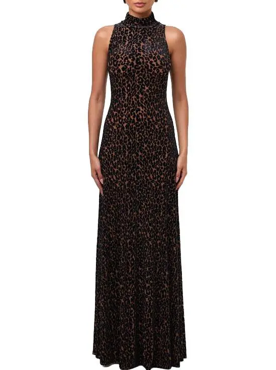 Naked Wardrobe Burnout Sleeveless Maxi Dress - Leopard Nude
