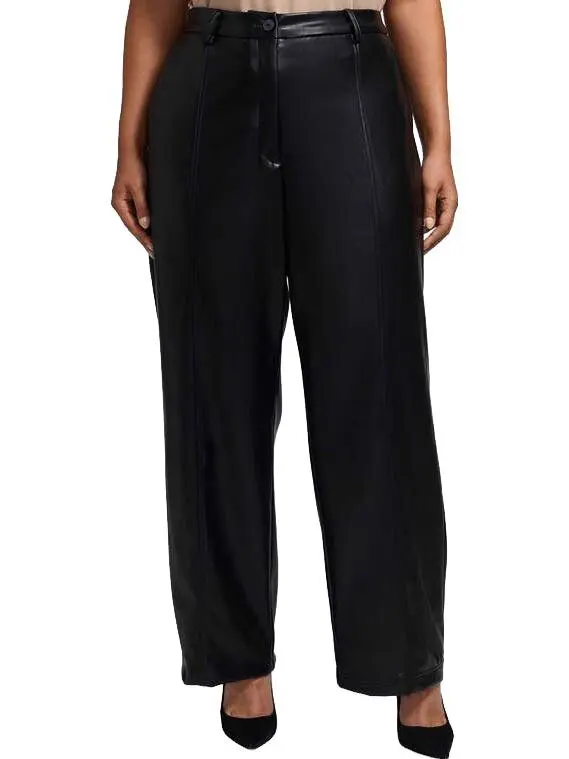 Foxcroft Ciara Wide Leg Faux Leather Pants - Black