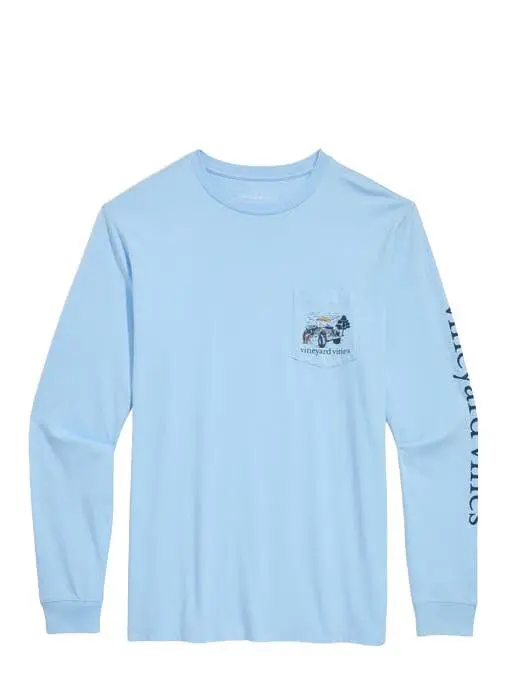 Vineyard Vines Autumn Truck Graphic Long Sleeve T-shirt - Jake Blue