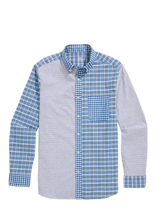 Vineyard Vines Party Pieced Performance Cotton Blend Button-down Shirt - Blue Multi
