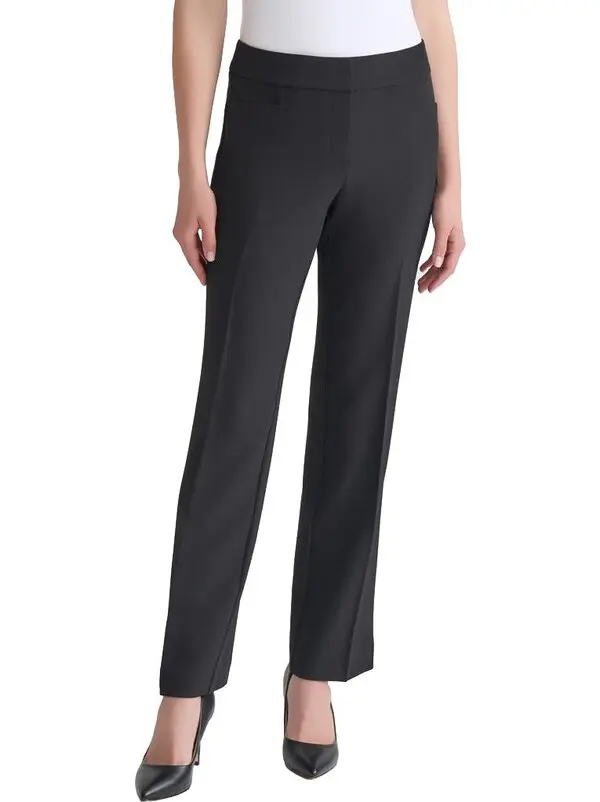 KASPER Stretch Straight Leg Pants - Black