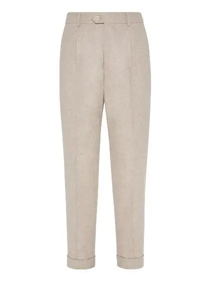 Brunello Cucinelli Leisure Fit Pleated Trousers - Beige