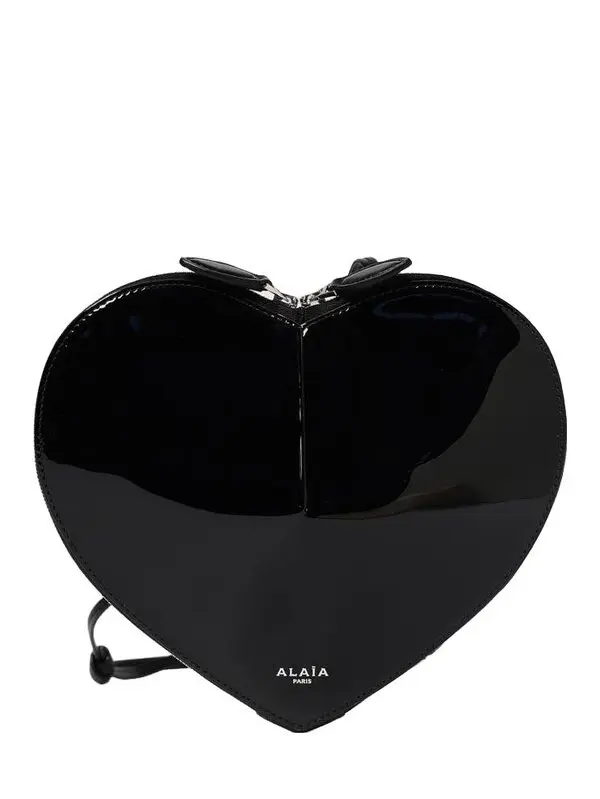 Alaïa Le Cœur Heart-shaped Patent Leather Crossbody Bag - Black