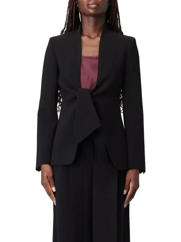 Max Mara Tie Detailed Jacket - Black
