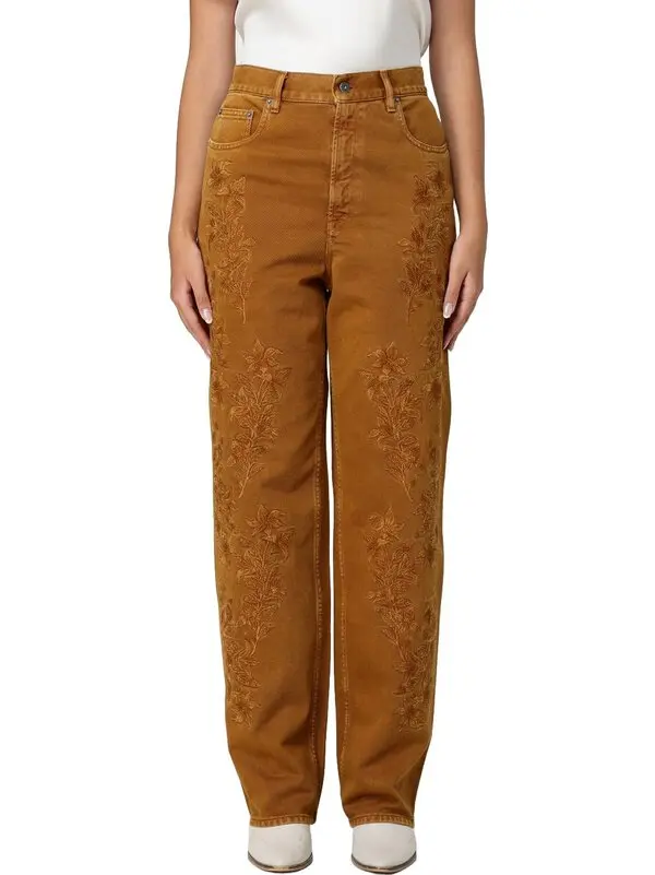GOLDEN GOOSE Floral Embroidered Jeans - Bronze