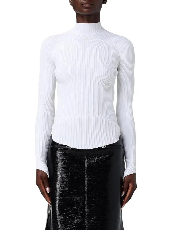 COURREGES Long Sleeve Sweater - White