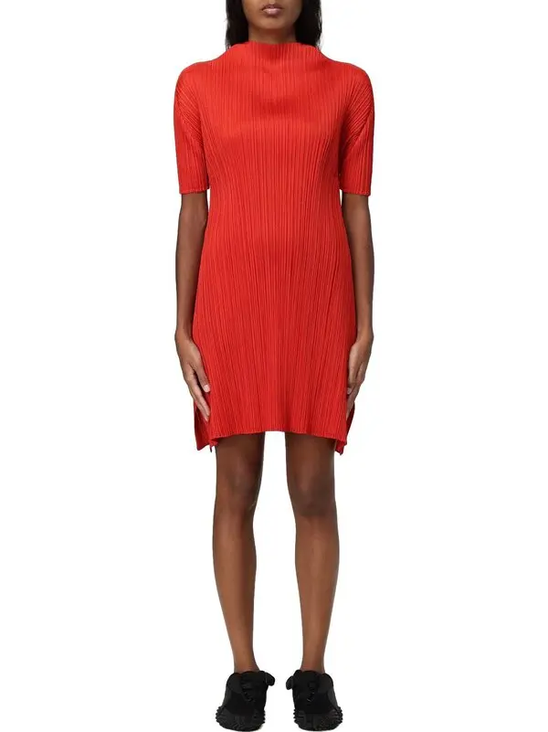 Issey Miyake Pleated Dress - Red