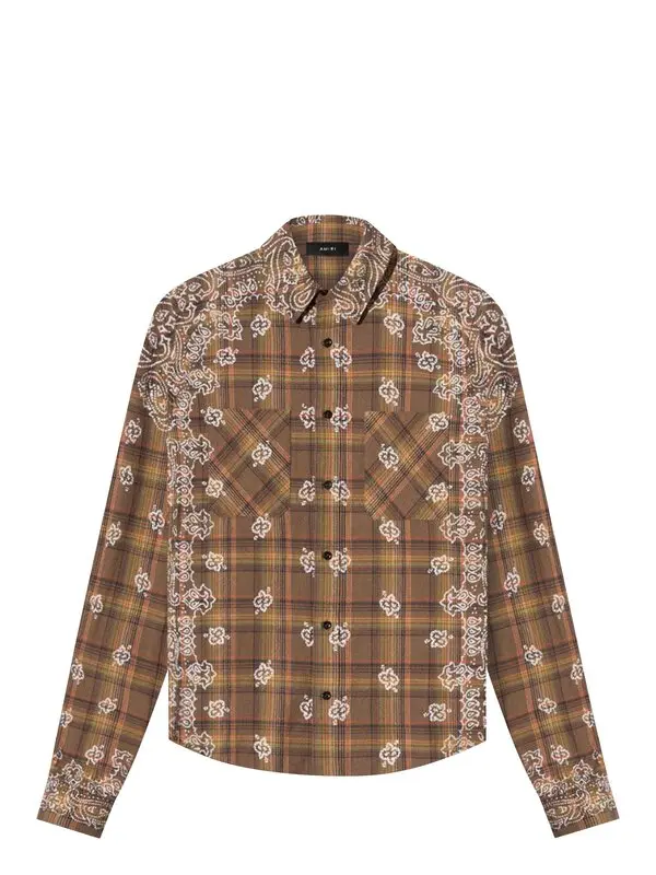 Amiri Bleach Bandana Plaid Shirt - Brown