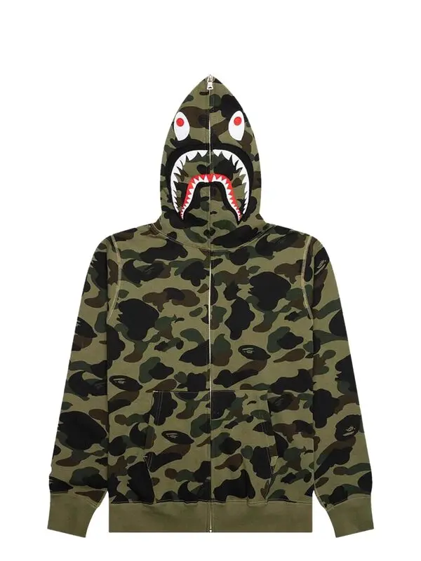 BAPE 1st Camo Shark Full Zip Hoodie - Green